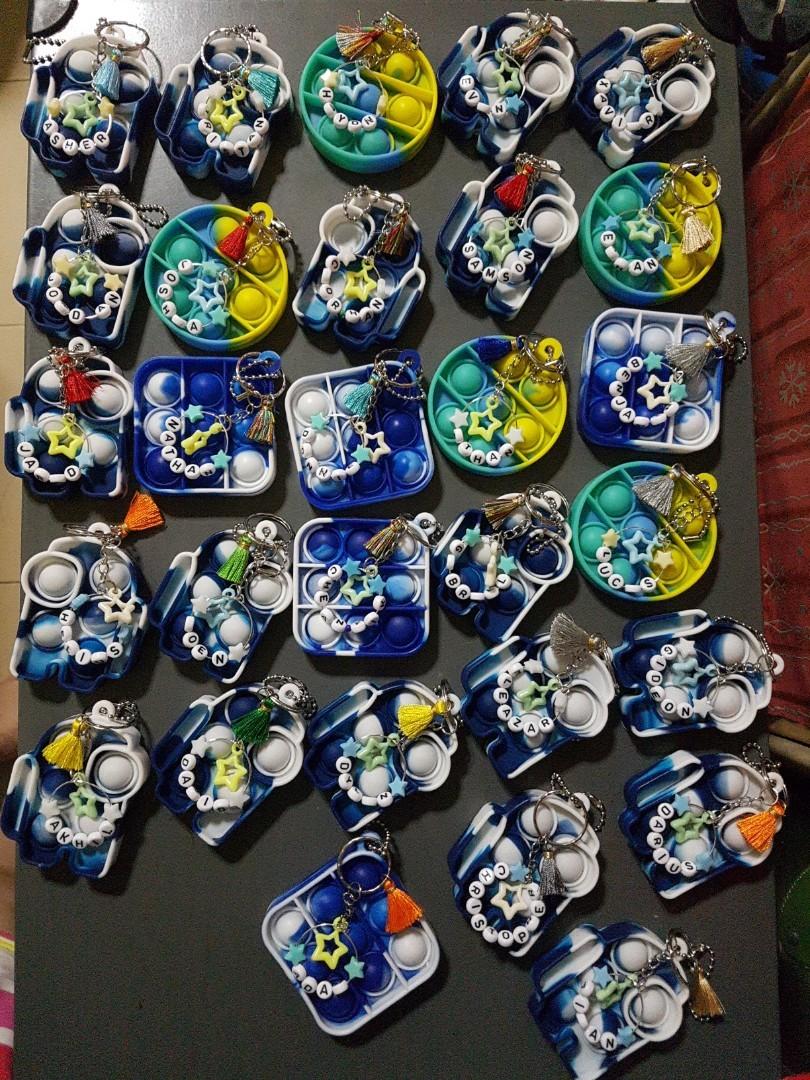 Name with poppit Keychain fidget toy customisable personalized pastel ...