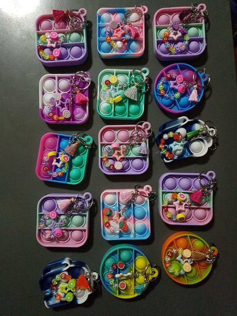 Name with poppit Keychain fidget toy customisable personalized pastel ...