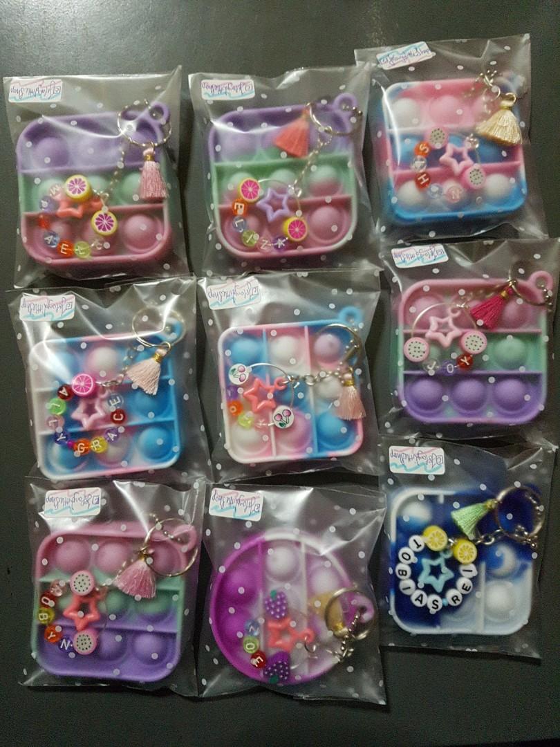 Name with poppit Keychain fidget toy customisable personalized pastel ...