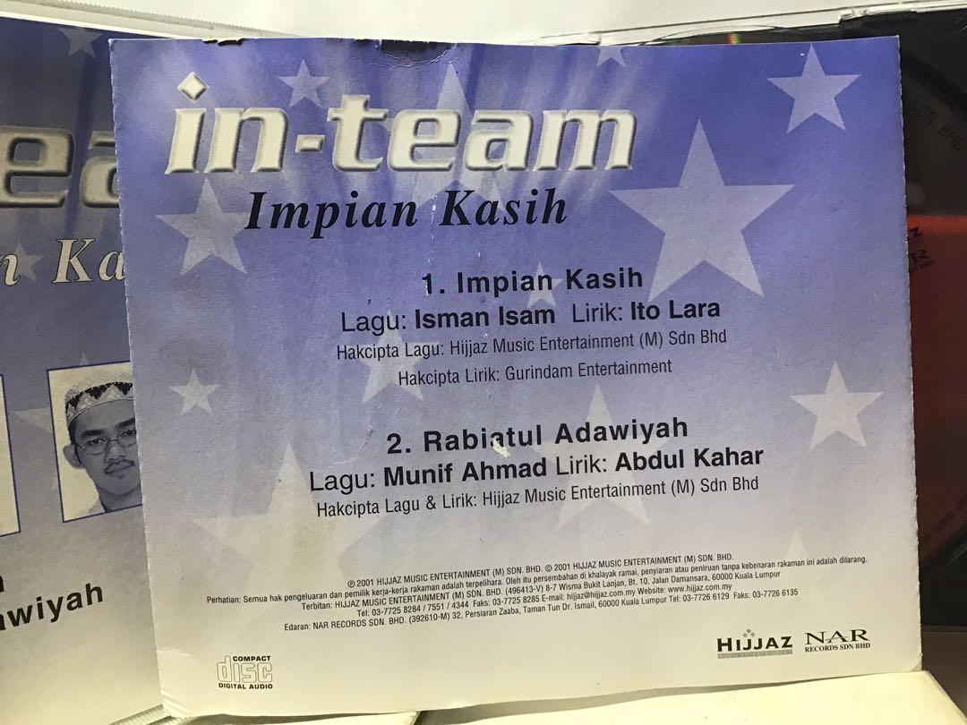 ORIGINAL 2001 PRESS In-Team Impian Kasih OOP PROMO CD SINGLE Anubis ...