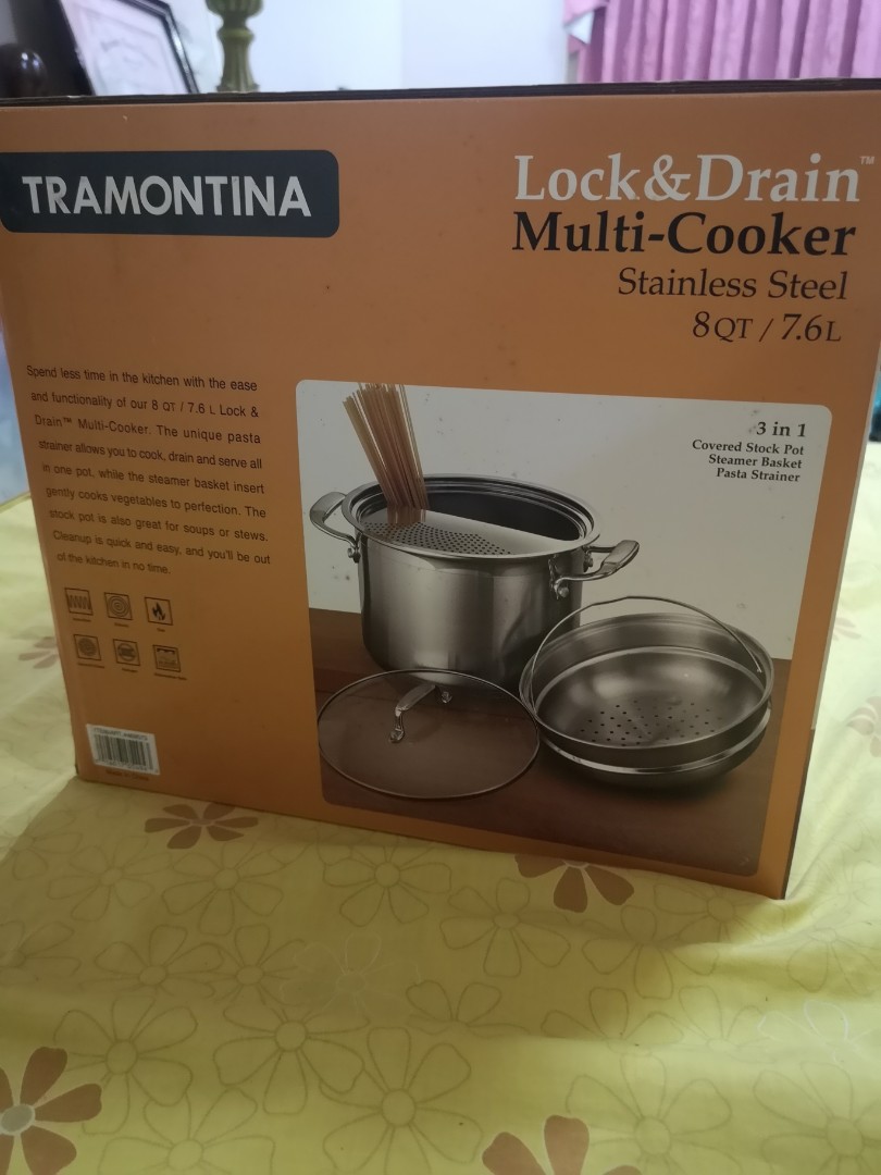 Tramontina lock and drain multi cooker stainless steel, Furniture ...