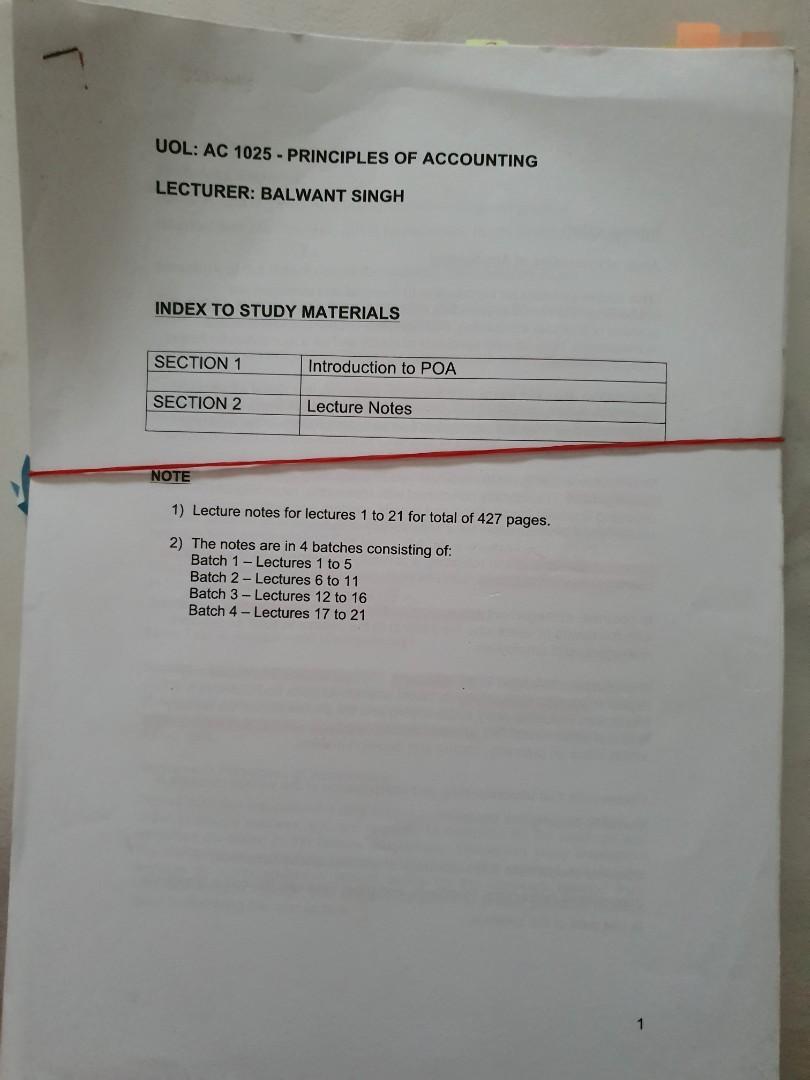 UOL PRINCIPLES OF ACCOUNTING (POA) NOTES, Hobbies & Toys, Books ...