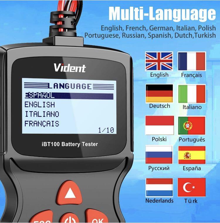 VIDENT iBT100 Car Battery Tester 12V Battery Analyzer for Flooded, AGM ...