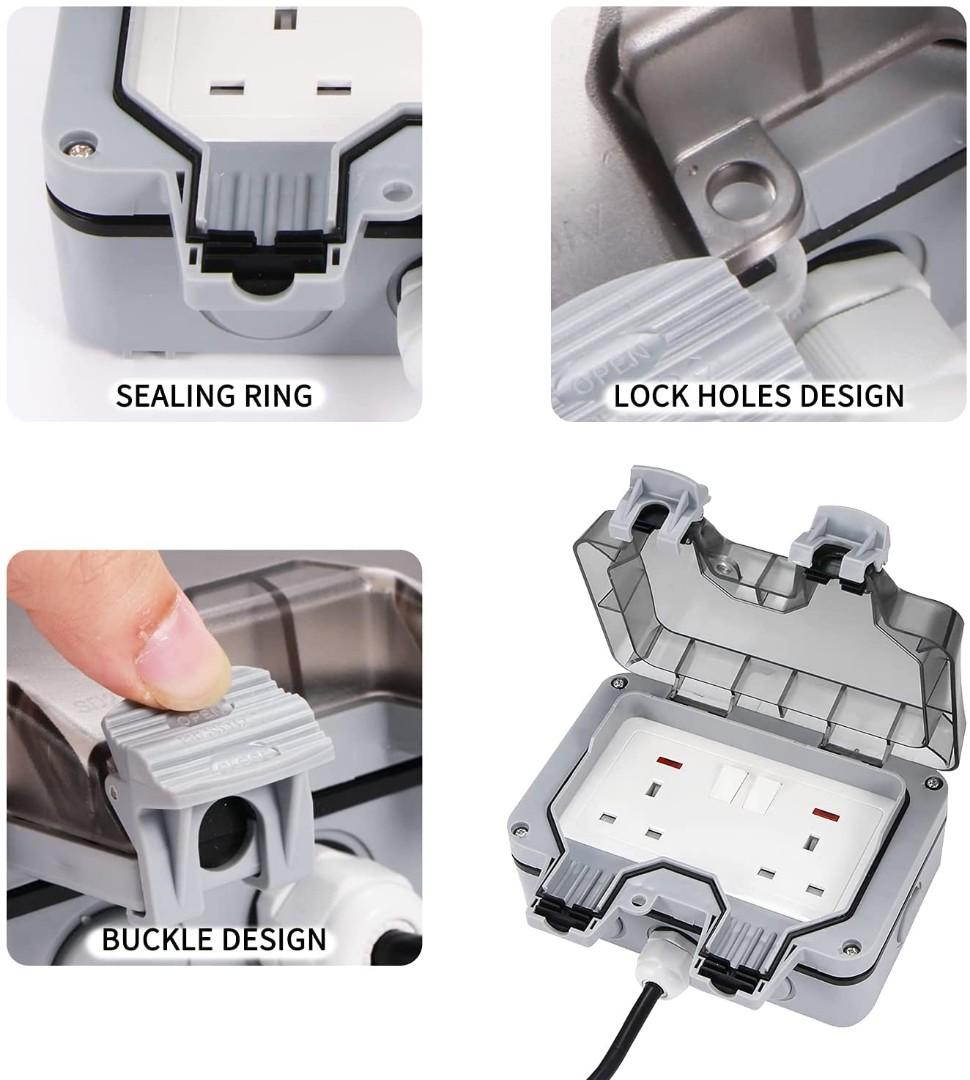 3625) YUNYODA Outdoor Waterproof Double Socket with 32FT/10M Extension ...