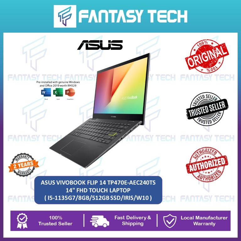ASUS VIVOBOOK FLIP 14 TP470E-AEC240TS 14" FHD TOUCH LAPTOP ( I5-1135G7 ...