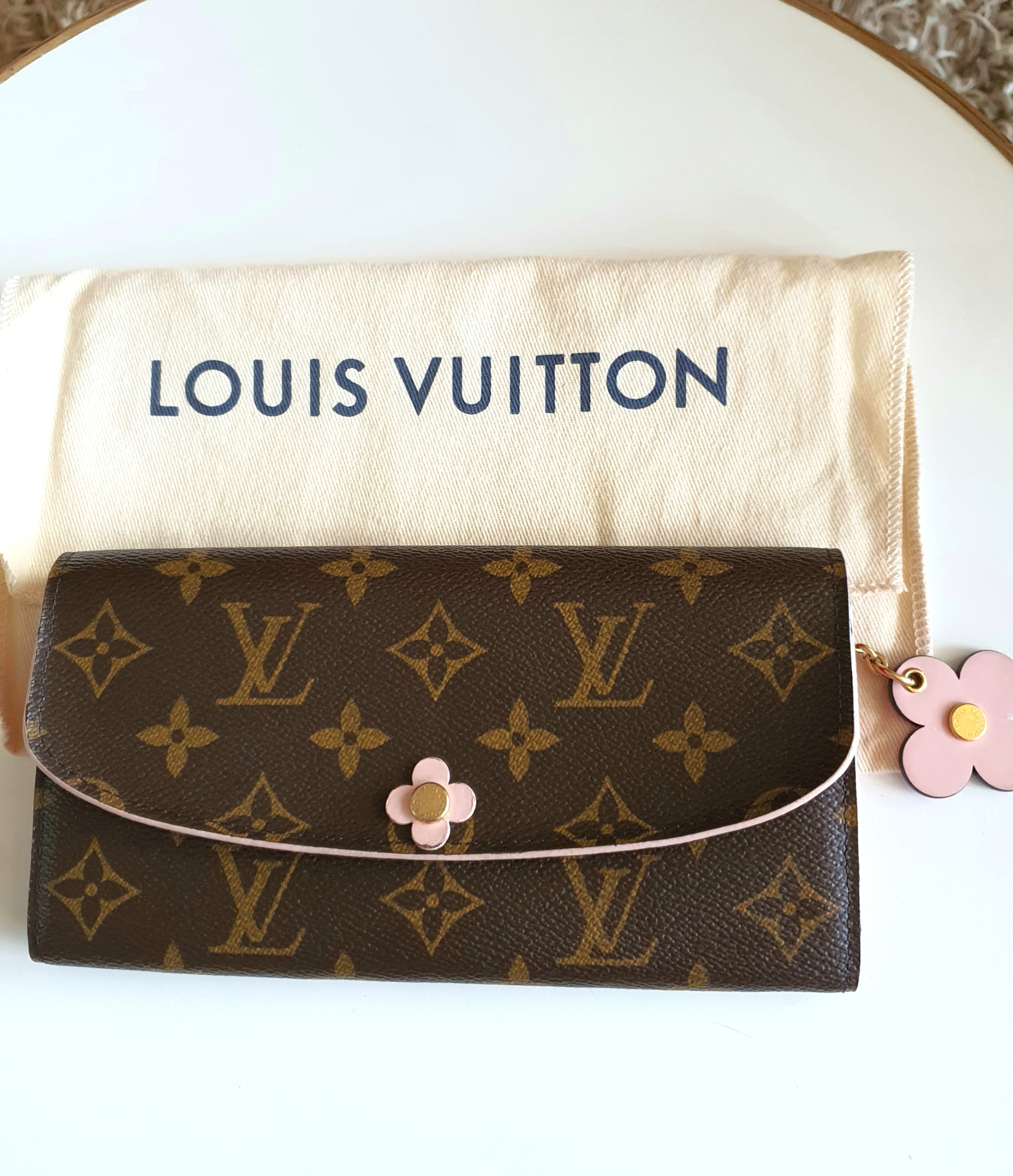 Authentic LOUIS VUITTON Monogram Emilie Wallet - pink bloom flower ...