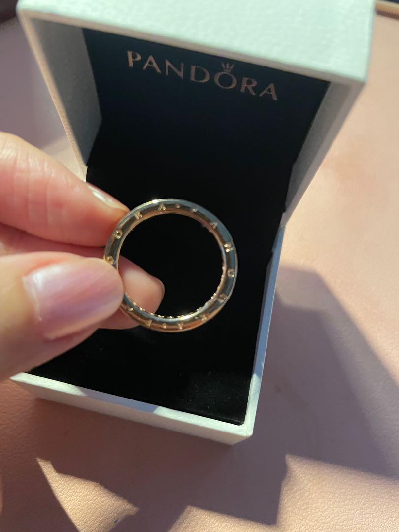 Authentic Pandora Rose Gold Hearts & Pandora Logo Ring, Women's Fashion ...