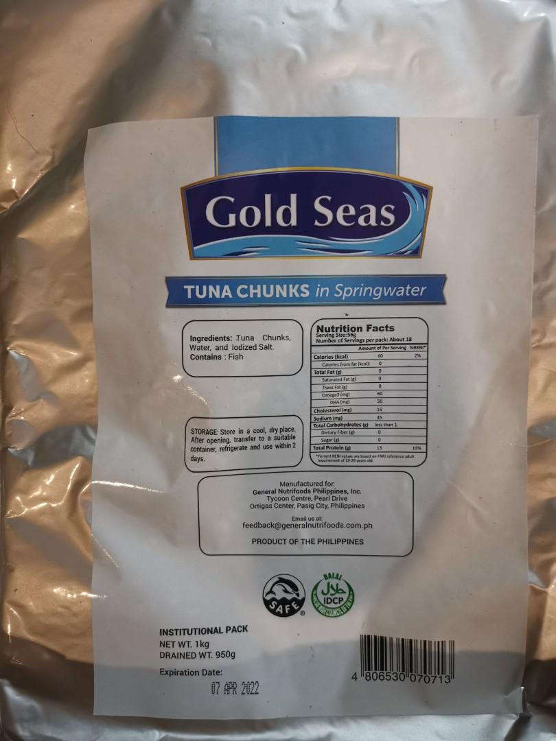 Gold Seas Chunky Tuna in Spring Water 1kg pack, Food & Drinks, Packaged ...