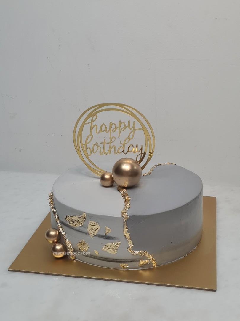 grey and gold cake, Food & Drinks, Homemade Bakes on Carousell