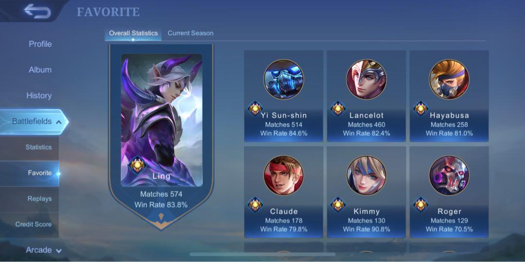 Mobile legends high winrate account, Video Gaming, Gaming Accessories ...