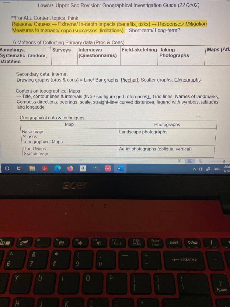 O Level Geography Elective Geo GI Notes+ Content Checklist Sec 3/4 ...