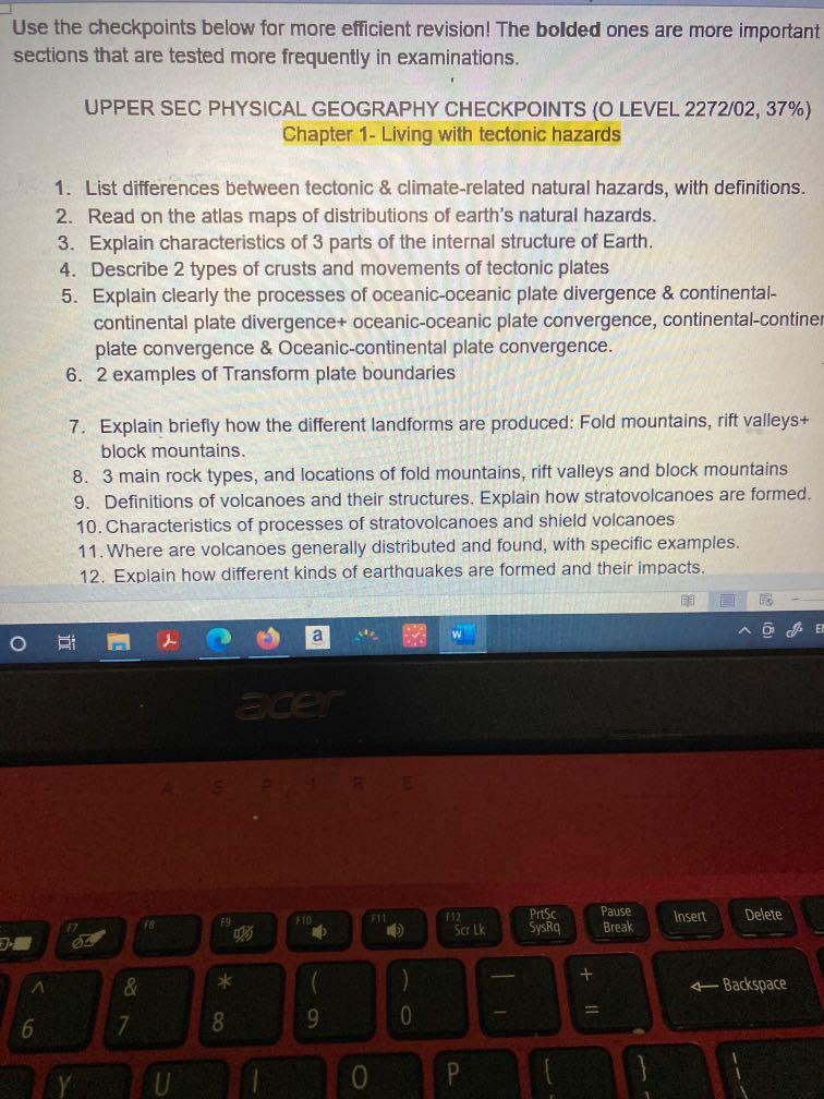 O Level Geography Elective Geo GI Notes+ Content Checklist Sec 3/4 ...