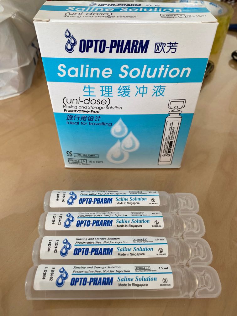 Opto-Pharm Saline Solution (uni-dose), Health & Nutrition, Medical ...