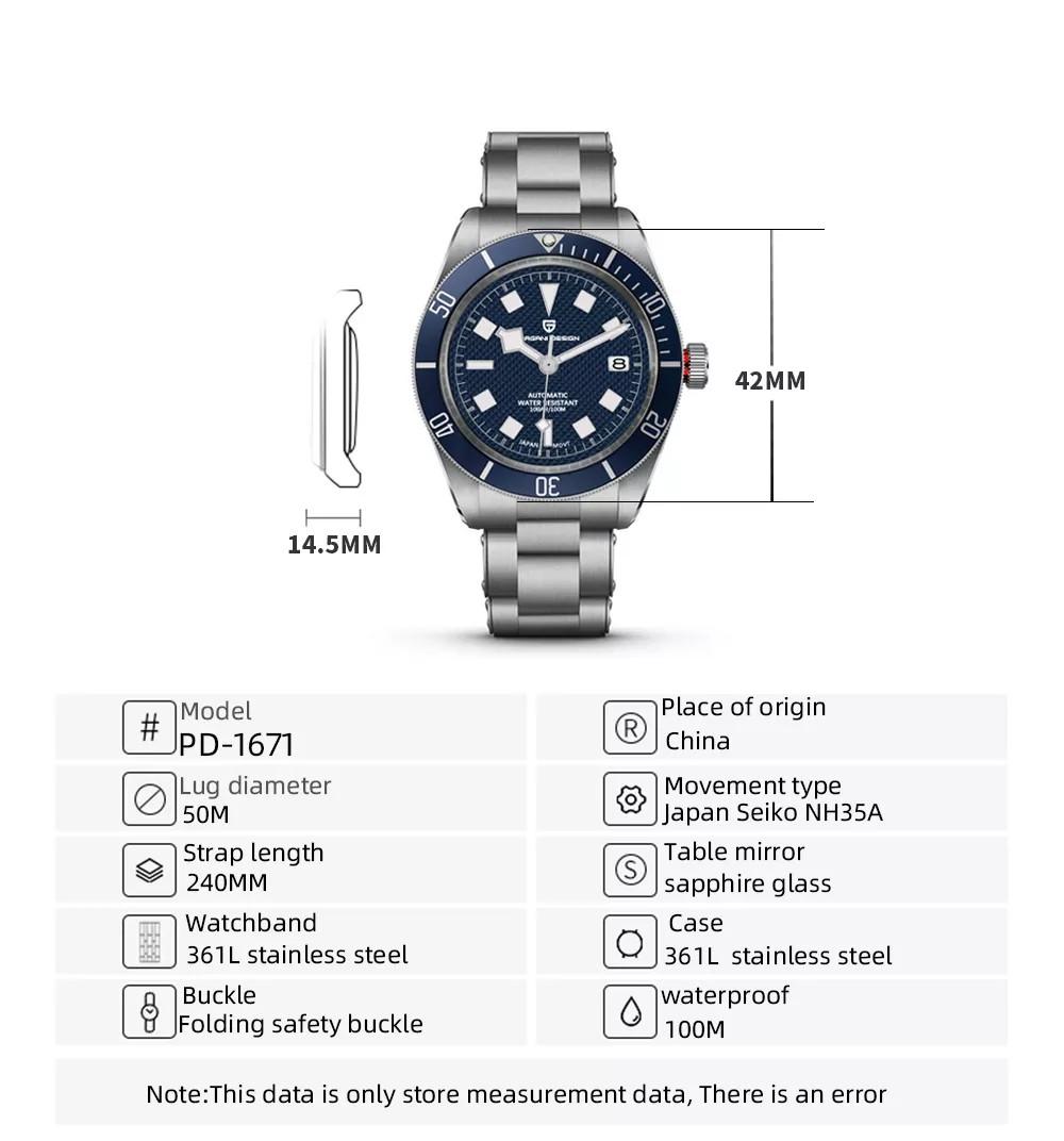 Pagani Design PD-1671 Black Bay 58 (NH35 Automatic) - Red/Black, Luxury ...