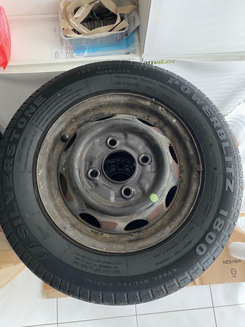 Rim besi + tayar kancil, Auto Accessories on Carousell