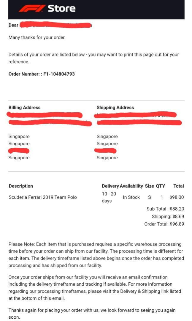 Scuderia Ferrari 2019 Team Polo Original (With receipt shown), Men's ...