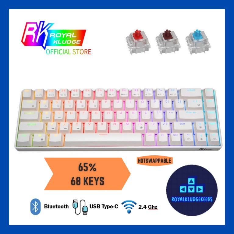 RK68 / RK G68 / RK837 Hot Swappable RGB Mechanical Keyboard Bluetooth ...