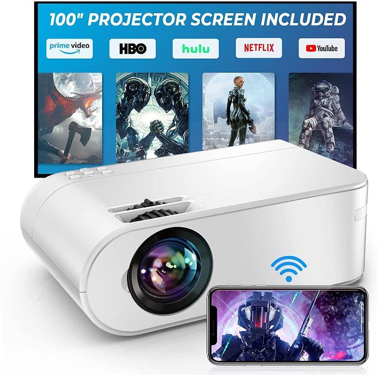YABER V2 WiFi Mini 7500L Projector [Projector Screen Included] Supports ...