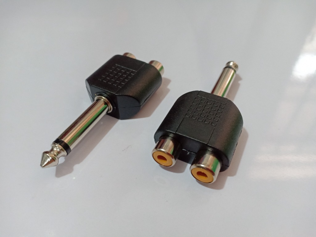 6.35mm TS Mono PL PL-55 Jack to 2 Dual Female RCA Y Splitter, Computers ...