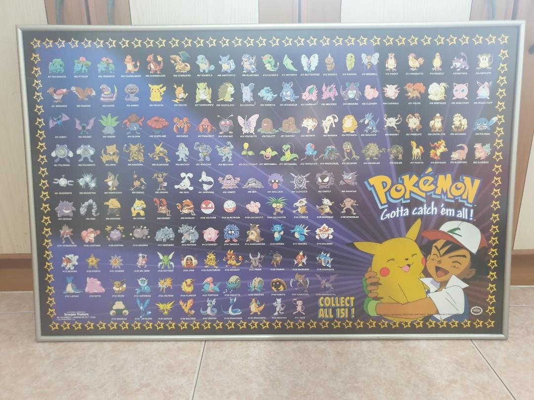 Authentic Gen 1's Pokemon Poster with silver frame, Hobbies & Toys ...