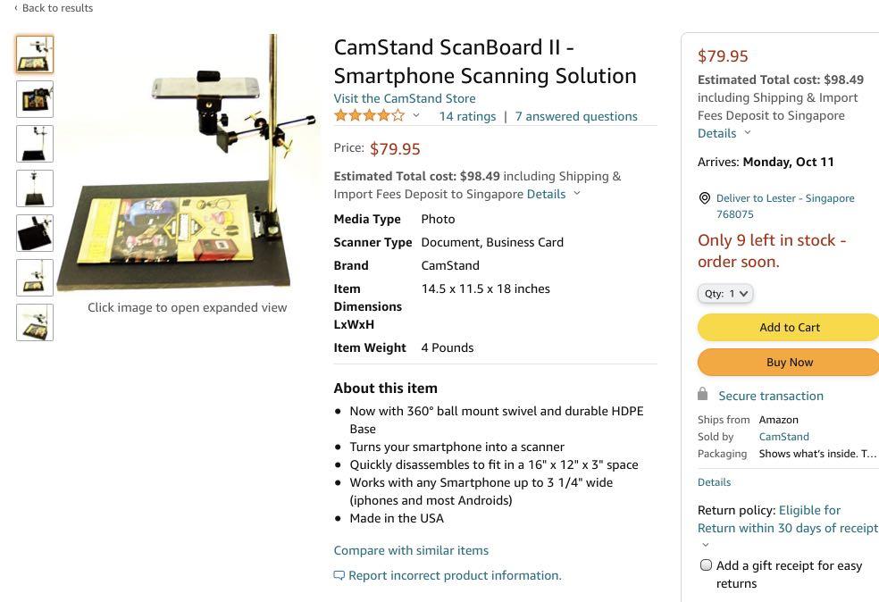 (CamStand Scan board) Scanning stand for iPhone / mobile phone, Mobile ...