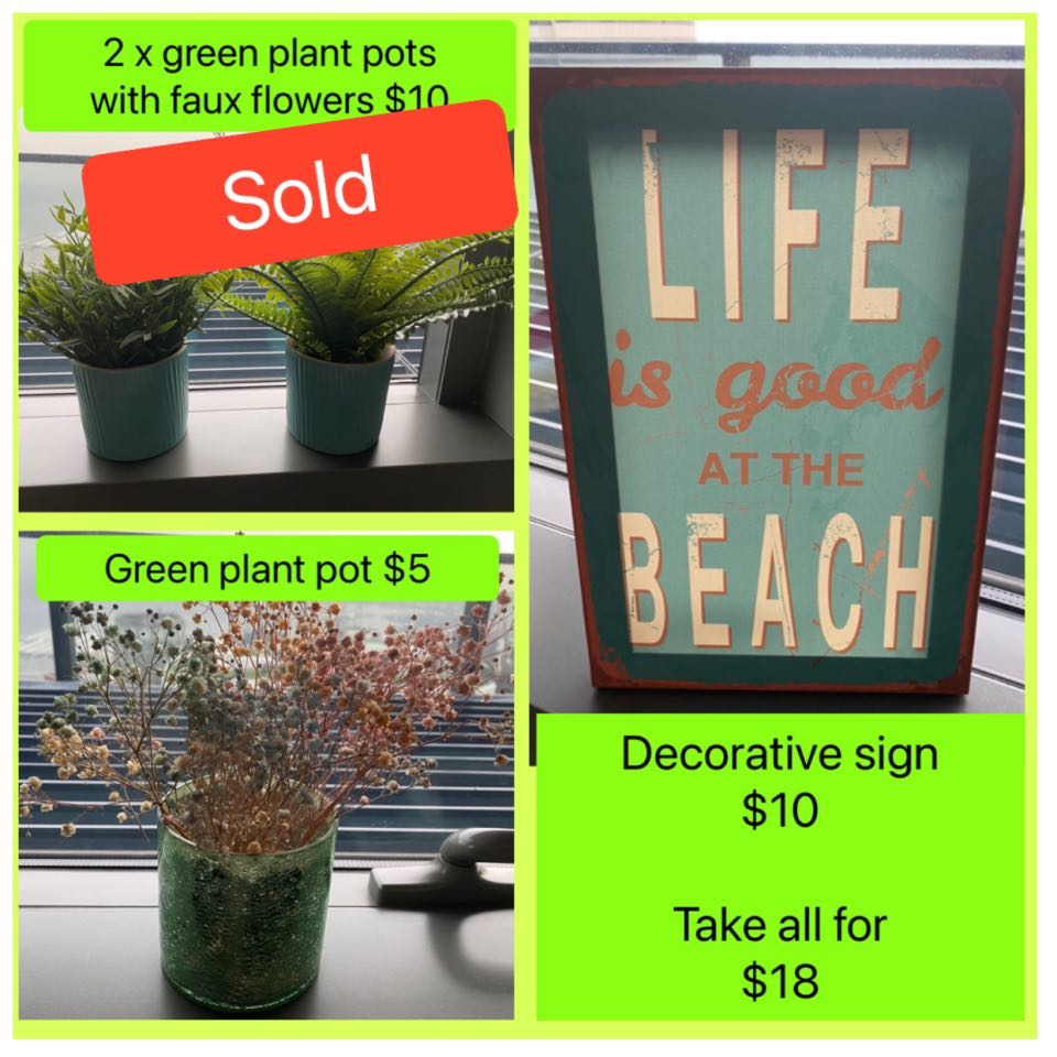 Decorative sign and plant pot, Furniture & Home Living, Home Decor ...
