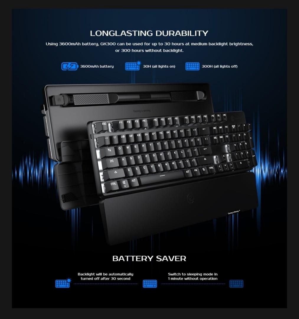 GameSir GK300 Wireless Mechanical Gaming Keyboard 2.4 GHz Dongle ...