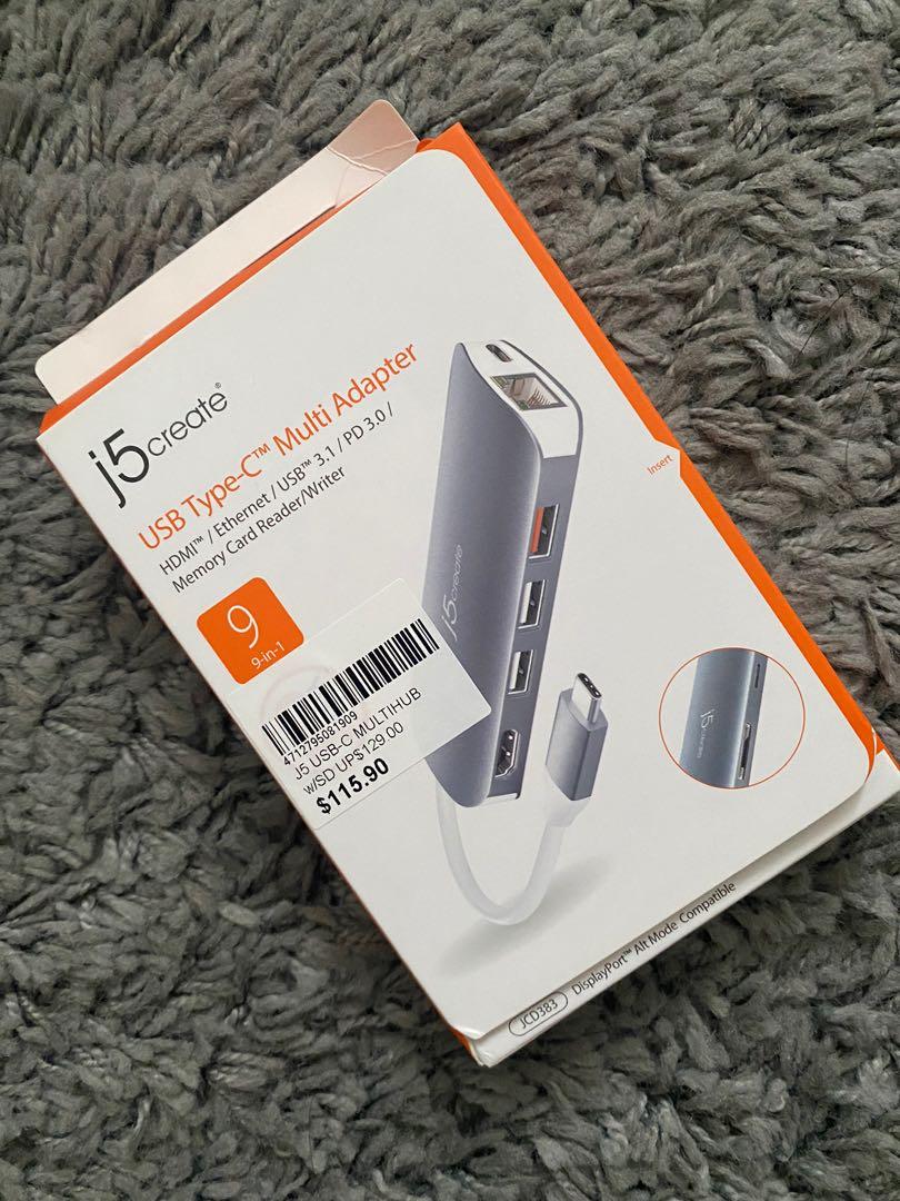 J5create USB-C™ Multi Adapter (9 Functions in 1) HDMI™/ Ethernet / USB ...