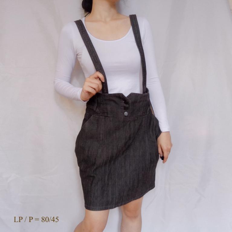 Rok Overall Suspender Jeans Denim Premium Tebal Merek Korea Korean Look ...