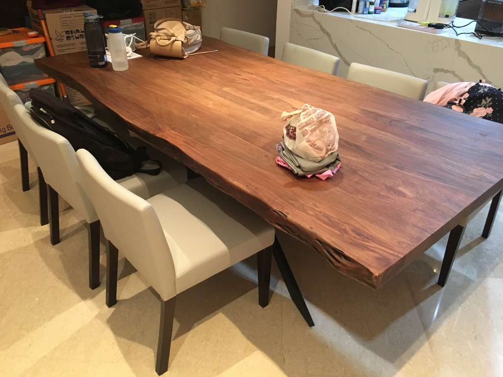 Solid Acacia Wood Dining Table 2.4m x 1.2m x 5cm, Furniture & Home ...