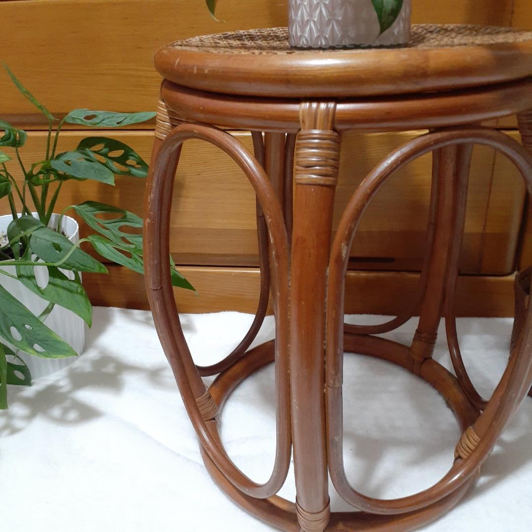 Solihiya rattan round stool /side table / plant stand pedestal ...