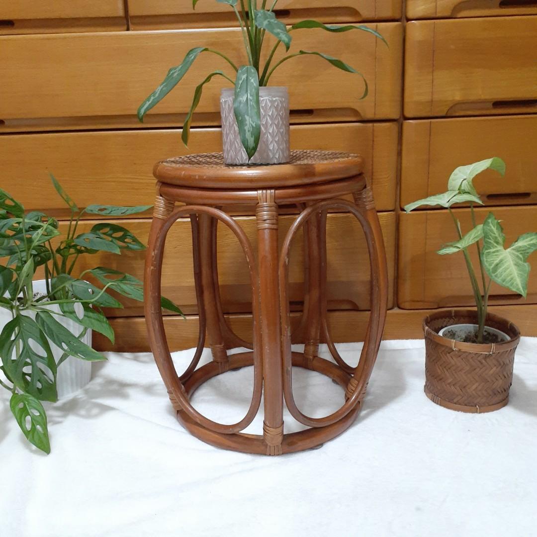 Solihiya rattan round stool /side table / plant stand pedestal ...