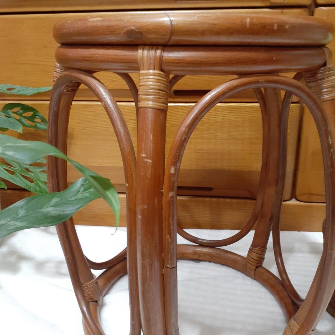 Solihiya rattan round stool /side table / plant stand pedestal ...