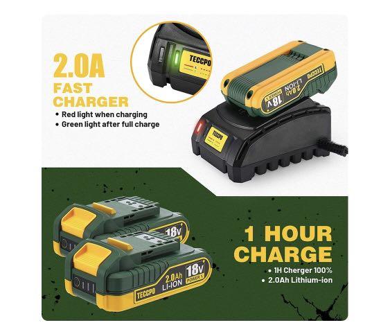 TECCPO 20/18V MAX 2.0Ah Lithium Ion Rechargeable Battery for All TECCPO ...