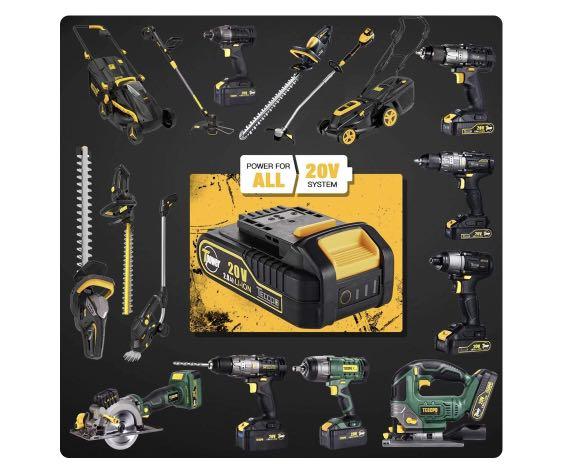 TECCPO 20/18V MAX 2.0Ah Lithium Ion Rechargeable Battery for All TECCPO ...