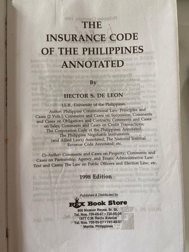 The insurance code of the philippines annotated, Hobbies & Toys, Books ...