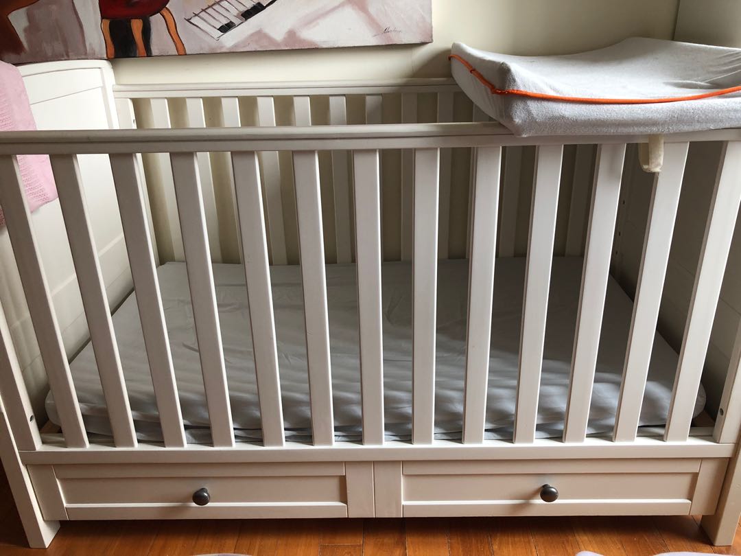 White silver cross cot with drawers, Babies & Kids, Baby Nursery & Kids ...