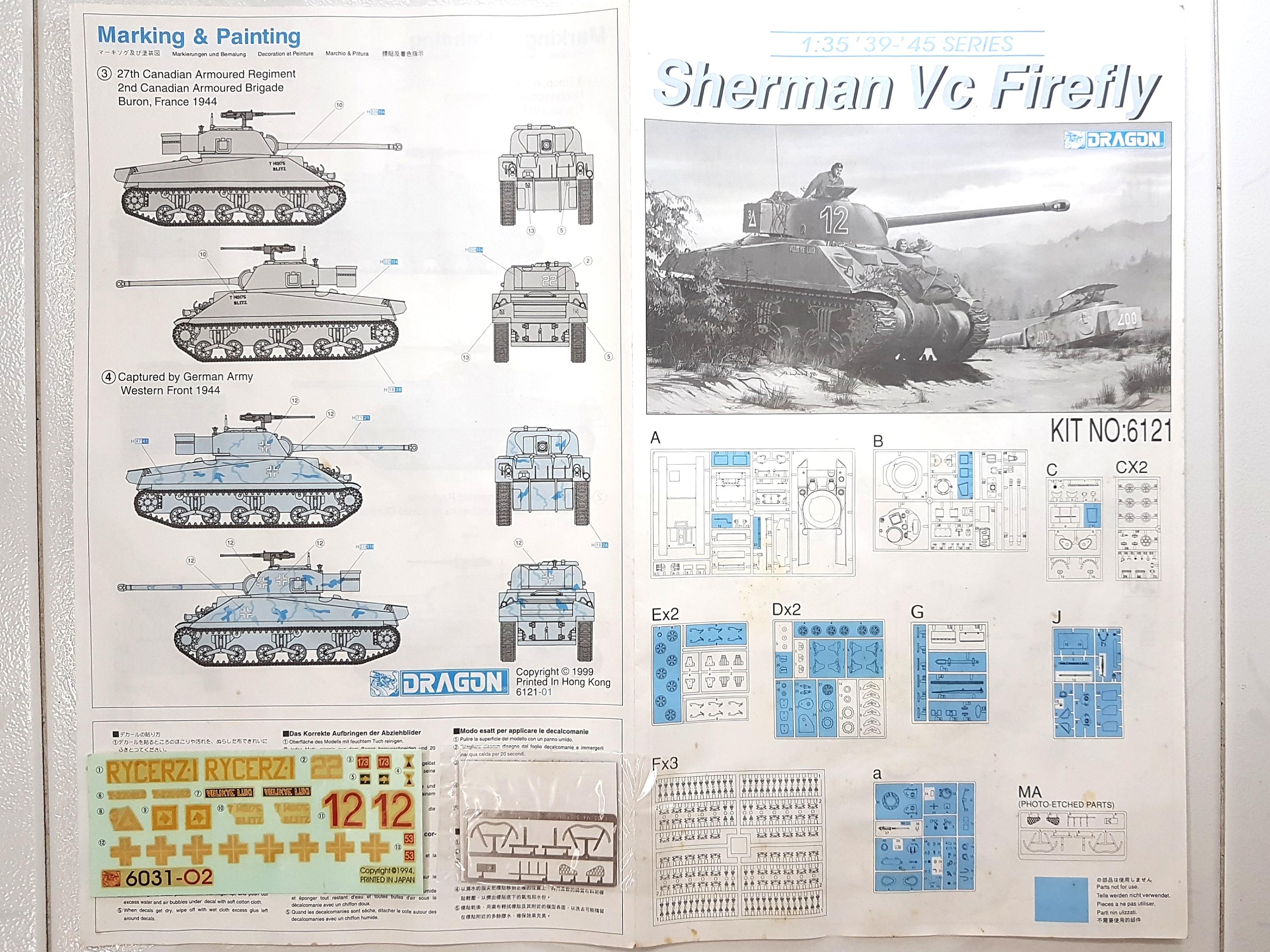 1/35 #6121 Dragon British/Commonwealth Medium Tank Sherman VC Firefly c ...