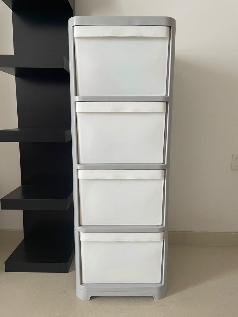 4 Tier Plastic Storage Cabinet/Drawers, Furniture & Home Living ...