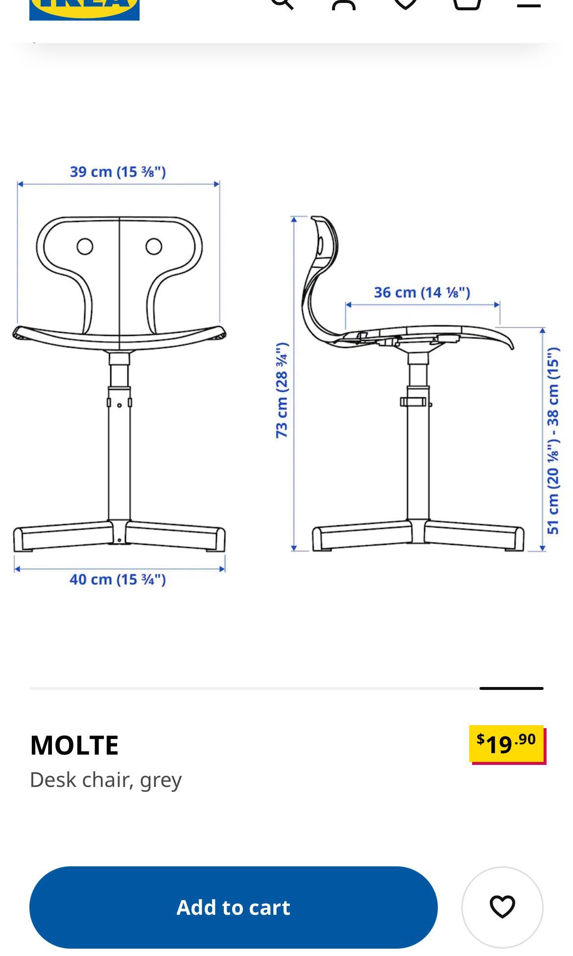 Ikea Molte Adjustable Height Chair, Furniture & Home Living, Furniture ...