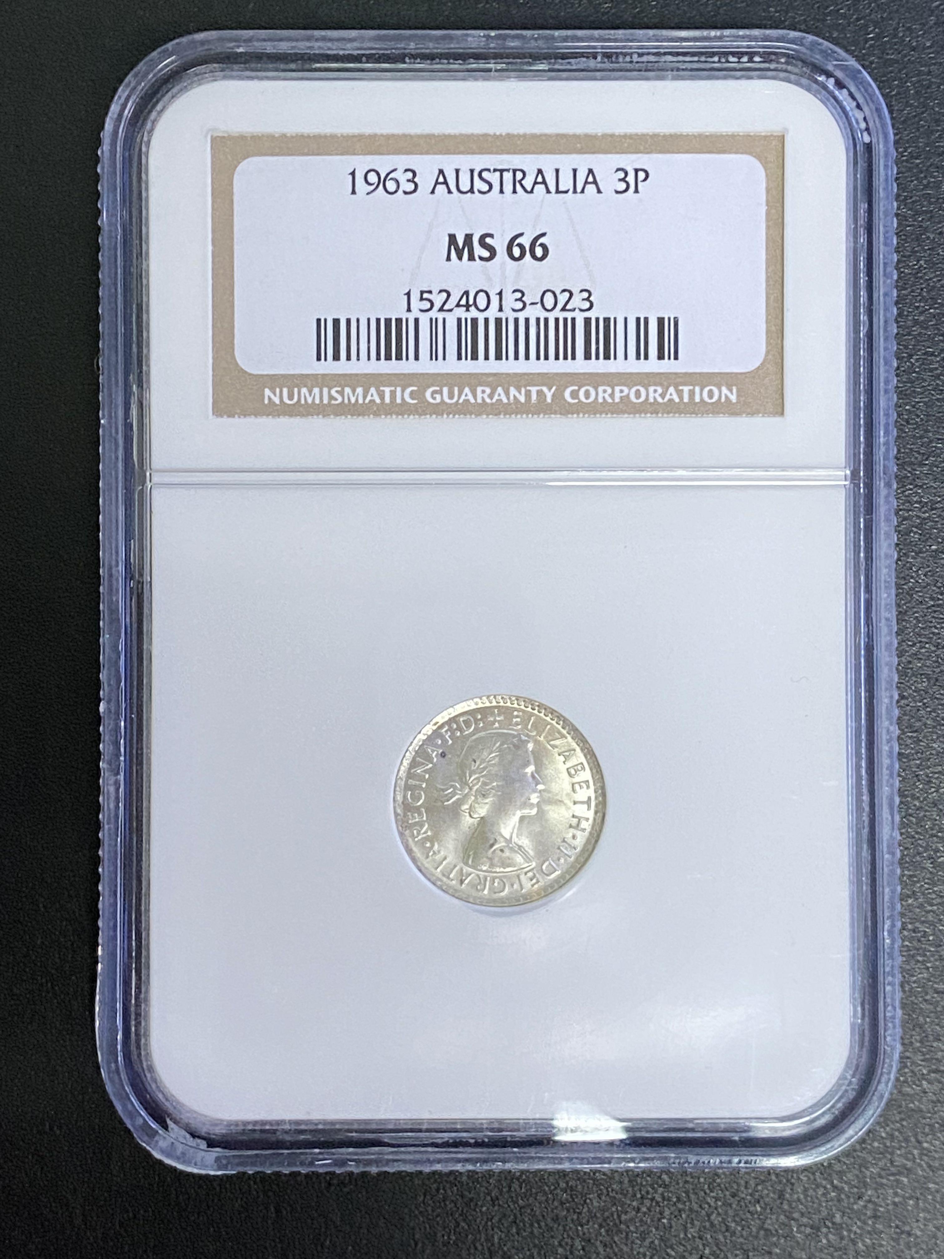 AUSTRALIA 1963 NGC MS66 SLABBED 3P THREE PENCE SILVER COIN, Hobbies ...