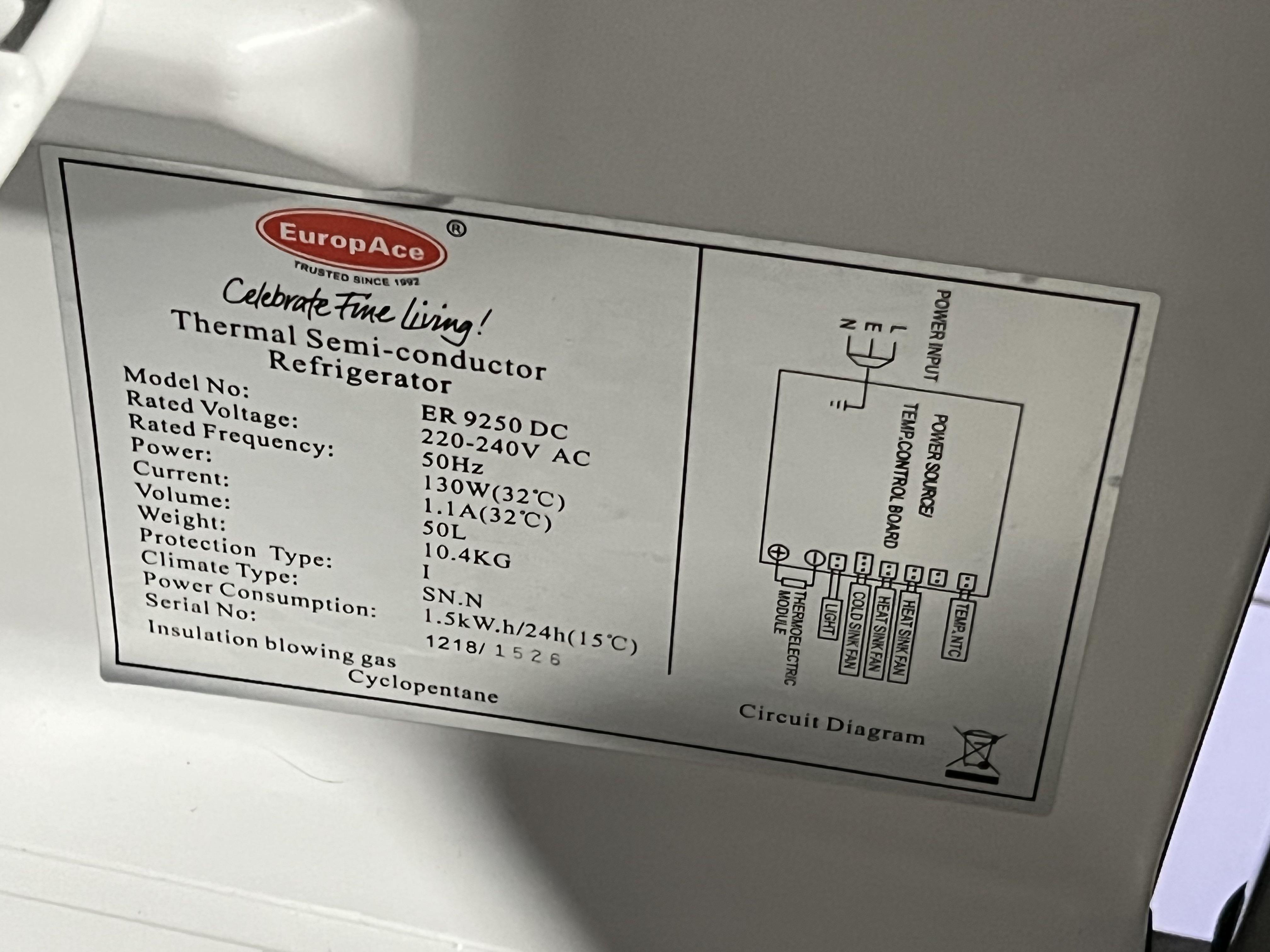 Europace ER9250 Silver Mini Bar Fridge 50L, TV & Home Appliances ...