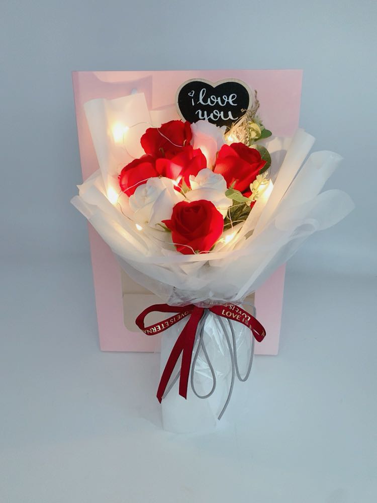 PROMO! Soap flower bouquet ( anniversary, birthday, I love you, get well soon etc) free led ...
