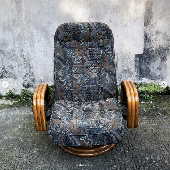 Reclining Swivel Chair with Blue Aztec Pattern, Furniture & Home Living ...