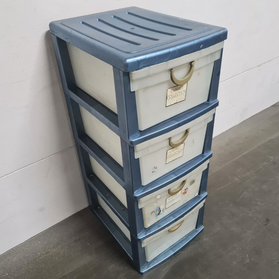 Toyogo 4 tier storage drawer. Blue hard plastic drawers, Furniture ...