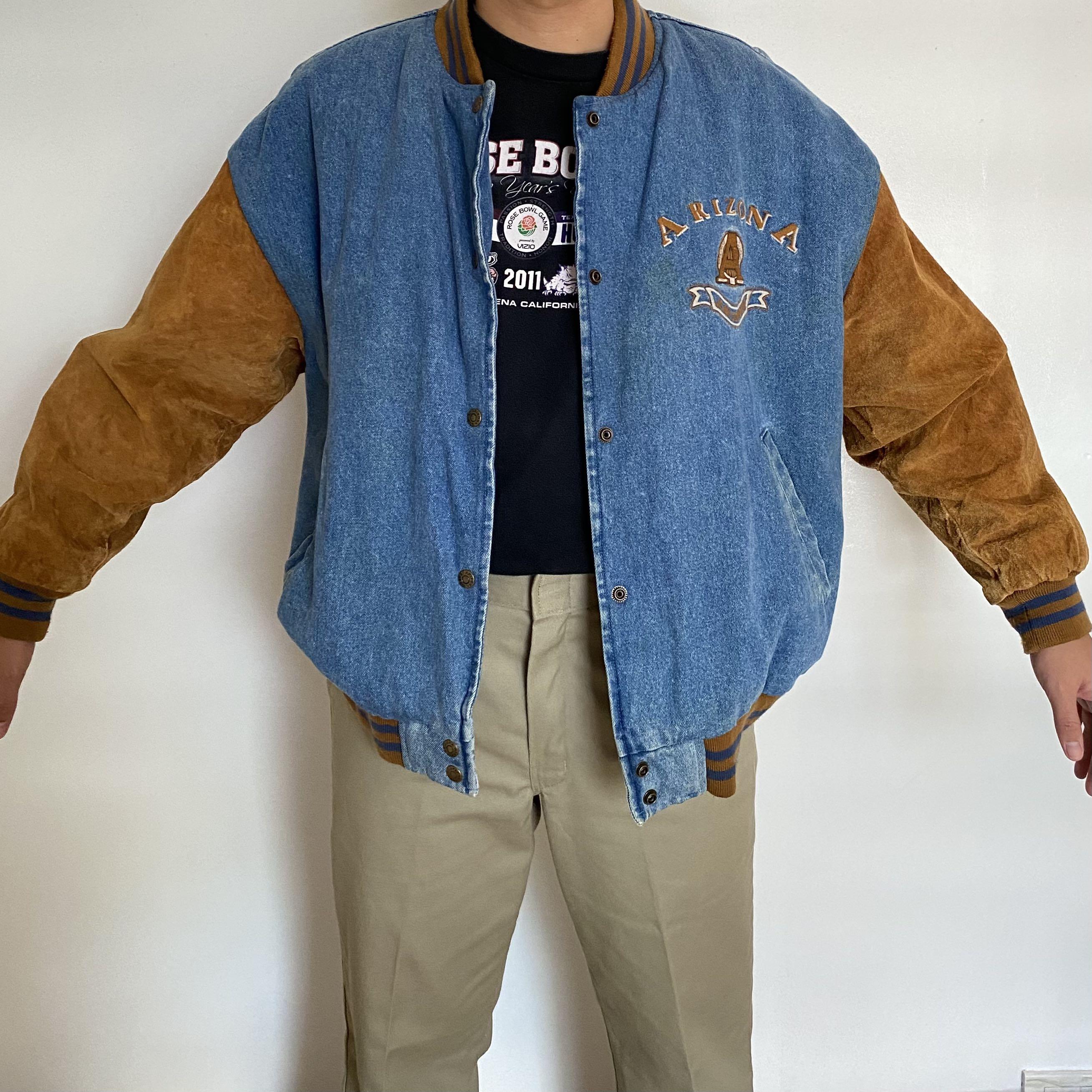 Vintage Denim Varsity Jacket XL, Men's Fashion, Coats, Jackets and ...