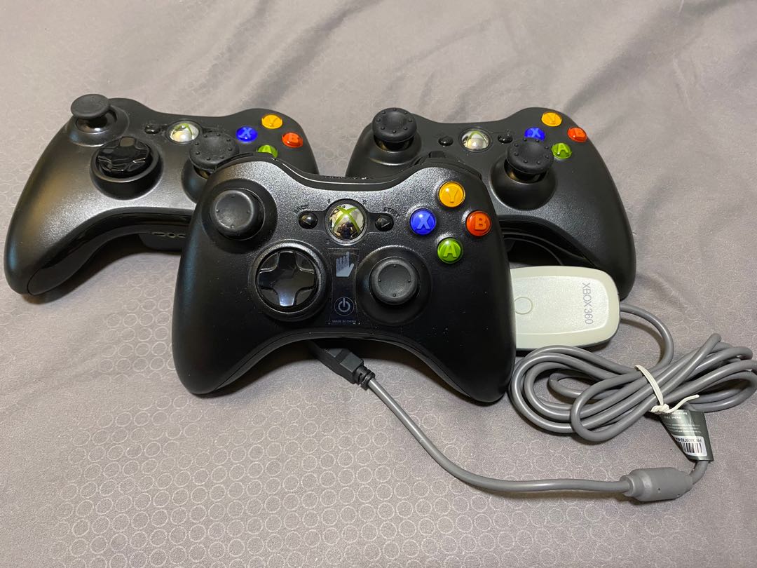 Xbox 360 wireless controller x 3 with receiver, Video Gaming, Gaming ...