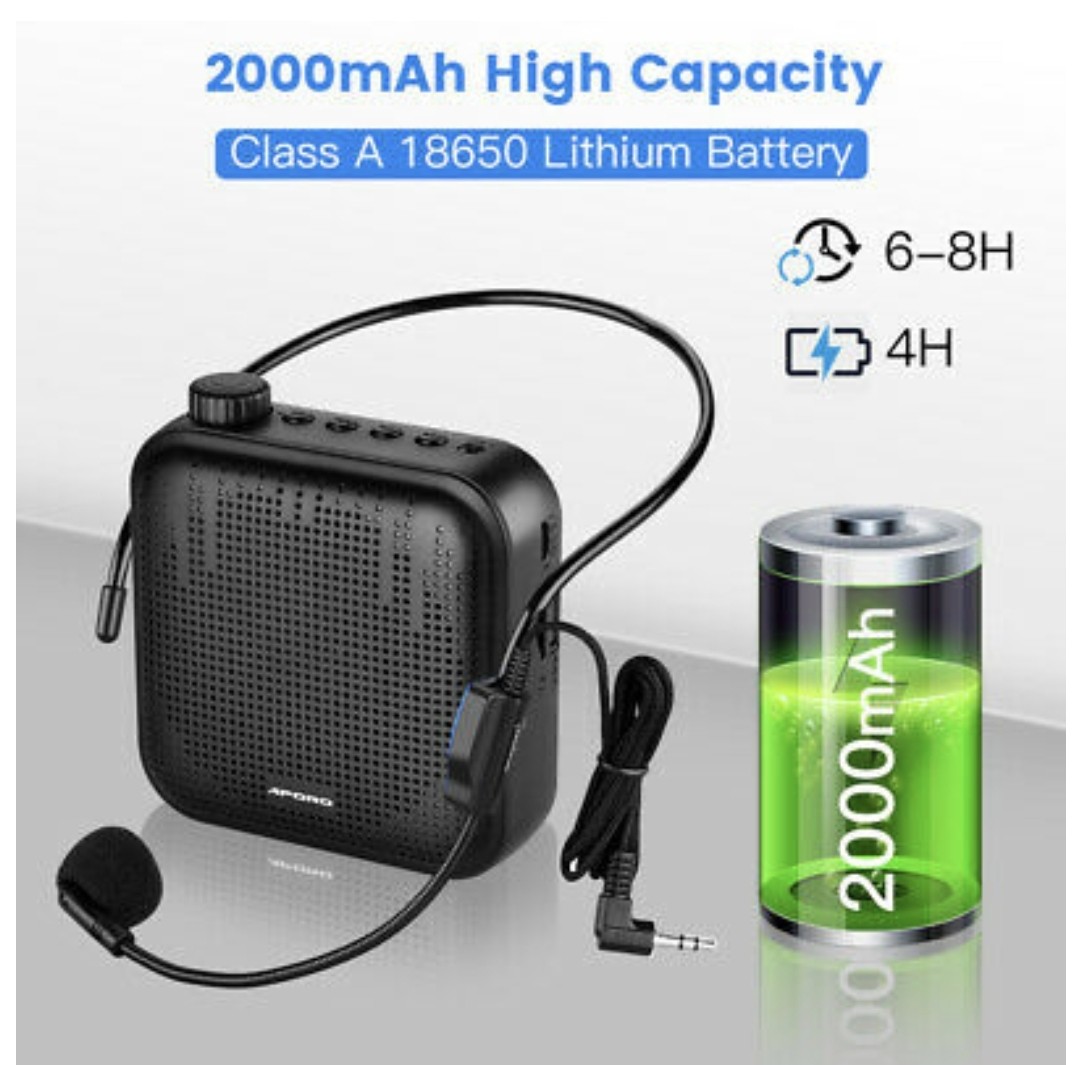 3534) APORO T15 Voice Amplifier Speaker Megaphone With Microphone ...