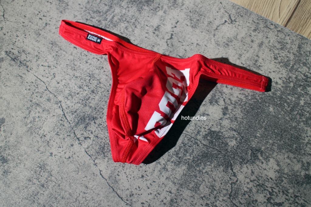 [全新 L XL] EGDE Vertical Logo 紅 T-back Thong G-String, 男裝, 褲＆半截裙, 內褲 boxer - Carousell