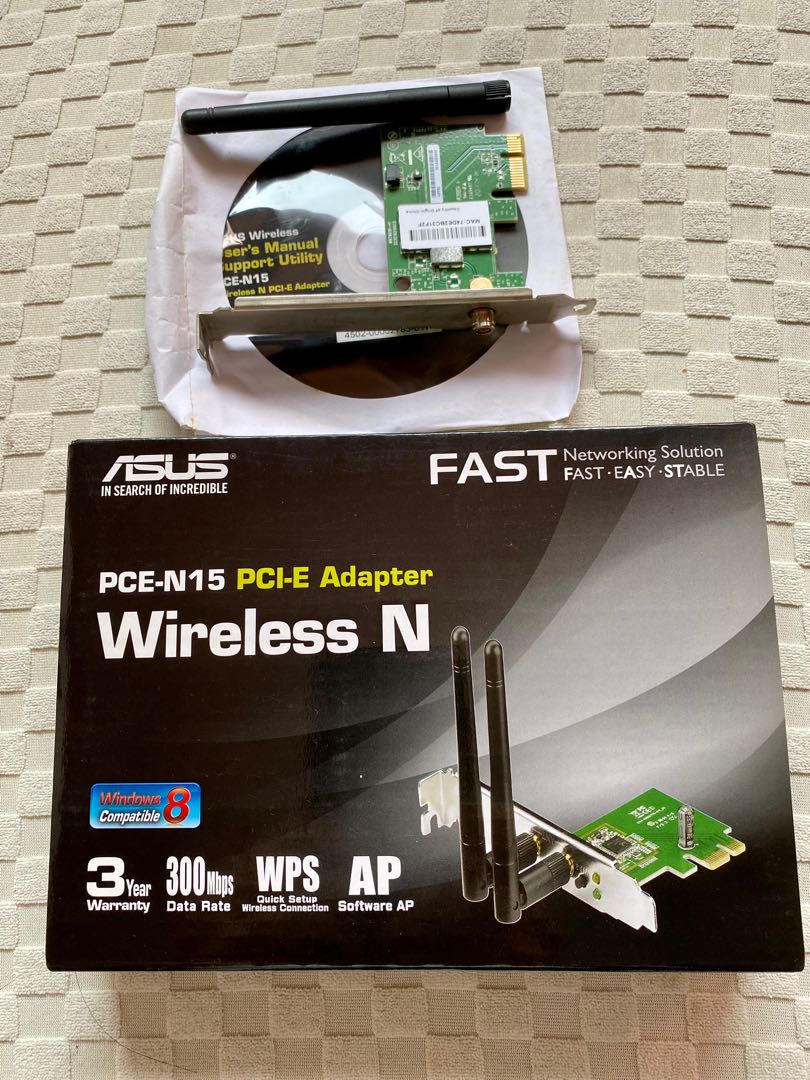 ASUS PCE-N15 300Mbps Wireless-N PCI-E Network Adapter, Computers & Tech ...